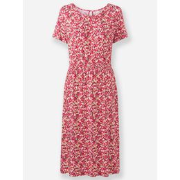 WITT Damen Jerseykleid mit Schlingenknopfverschluss im Nacken, erdbeere-lindgr&uuml;n-bedruckt, Gr&ouml;&szlig;e 38