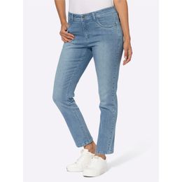 WITT Damen Jeans mit Kontraststickerei auf den Ges&auml;&szlig;taschen, blue-bleached, Gr&ouml;&szlig;e 42