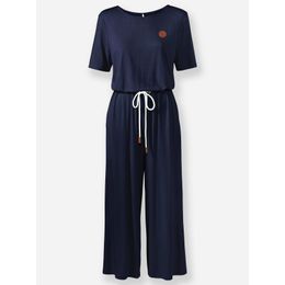 WITT Damen Jumpsuit mit weitem Bein, marine, Gr&ouml;&szlig;e 24