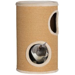 PawHut Kratztonne 60 cm Hoch Katzentonne mit 2 Höhle, für Katze bis 5 kg