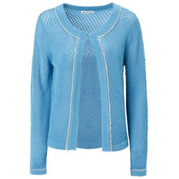 Influencer Strickjacke ' Hole ' Damen Gr&ouml;&szlig;e M blau / wei&szlig;
