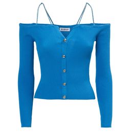 Influencer Strickjacke Damen Gr&ouml;&szlig;e S blau / gold