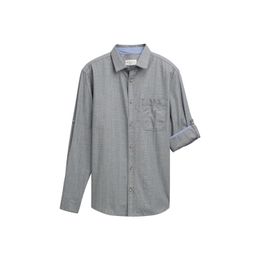 Tom Tailor Herren Regular Fit Hemd mit verstellbarer &Auml;rmell&auml;nge, blau, Uni, Gr. S