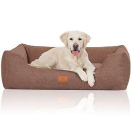 Knuffelwuff Hundebett Lotte aus Velours mit feinem Handwebcharakter hellbraun XXL