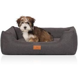 Knuffelwuff Hundebett Lotte aus Velours mit feinem Handwebcharakter grau M-L