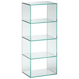 Xora Regal , Transparent , Glas , 3 Fächer , 40x99x30 cm , in verschiedenen Größen erhältlich , Arbeitszimmer, Büroregale, Bücherregale