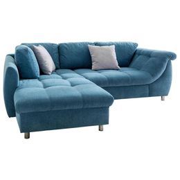 Livetastic Ecksofa , Blau , Textil , Uni , 3-Sitzer , Füllung: Schaumstoff , Ottomane links, L-Form , 250x190 cm , Made in EU , Wohnzimmer, Sofas &