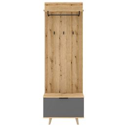 Boxxx Garderobe Nordic , Graphit, Eiche , Holzwerkstoff , 65x204x40 cm , Garderobe, Garderoben-Sets