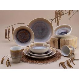 Creatable Kombiservice Caldera , Weiß, Sand , Keramik , 8-teilig , 300 ml , Essen & Trinken, Geschirr, Geschirr-Sets, Kombiservice