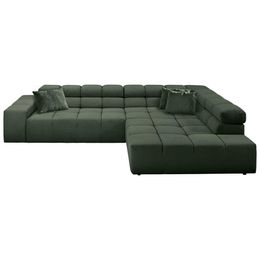 Hom´in Hom`in Ecksofa , Olivgrün , Textil , 4-Sitzer , Füllung: Schaumstoff , Ottomane rechts, L-Form , 319x215 cm , Blauer Engel, Goldenes M, Oeko-Tex®