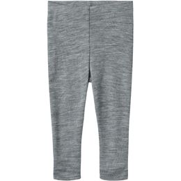 Leggings Wheat "Wool Leggings Agi", Baby, Gr. 86, N-Gr, grau (melange grau), Jersey, Obermaterial: 100% Wolle, meliert, casual, figurbetont knöchellang, Hosen, aus reiner Merinowolle