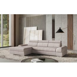Sit & More Ecksofa SIT & MORE "Broadway L-Form", grau (elefant), B:284cm H:79cm T:171cm, 100% Polyester, Sofas, Ecksofa, inklusive Kopfteilverstellung, wahlweise mit Bettfunktion