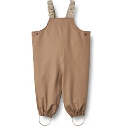 Regenhose Wheat "Rainwear Charlo Overall", Baby, Gr. 86, N-Gr, braun (hazel), Web, Obermaterial: 100% Polyester, unifarben, casual, regular fit knöchellang, Hosen, wasserdicht