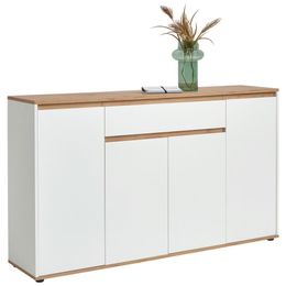 CARRYHOME Sideboard , Weiß, Eiche Artisan , Holzwerkstoff , 5 Fächer , 1 Schubladen , 160x93x38 cm , stehend , Schlafzimmer, Schlafzimmer Kommoden