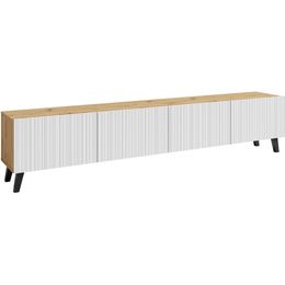 Sideboard Inosign "LOWBOARD PHUKET", eichenfarben artisan, weiß matt, B:190cm H:39cm T:32cm, Sideboards, TV-Board mit Strukturfront, TV-Board Breite 190 cm