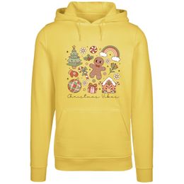 Kapuzenpullover F4NT4STIC "Christmas Vibes Cozy Cute Winter", Damen, Gr. XL, gelb (taxi gelb), Obermaterial: 65% Baumwolle, 35% Polyester, relaxed fit, Pullover Sweatshirt Hoodie, Premium Qualit&auml;t