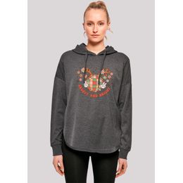 Kapuzenpullover F4NT4STIC "Bright Weihnachten Disco Deer", Damen, Gr. M, grau (charcoal), Obermaterial: 100% Baumwolle, oversize, Pullover Kapuzenpullover, Premium Qualit&auml;t, Weihnachts-Kollection