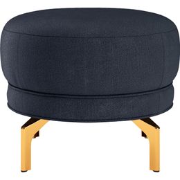 Sit & More Polsterhocker SIT & MORE "Orient 3", blau (dunkelblau), B:63cm H:46cm T:63cm, 100% Polyester, Hocker, Polsterhocker, goldfarbene Metallf&uuml;&szlig;e