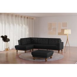 Sit & More Ecksofa SIT & MORE "Orient 5 L-Form", schwarz, B:298cm H:90cm T:198cm, 100% Polyuretan, Sofas, Ecksofa, mit Strass-Stein, wahlweise mit Bettfunktion und Bettkasten