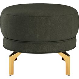 Sit & More Polsterhocker SIT & MORE "Orient 3", gr&uuml;n (dunkelgr&uuml;n), B:63cm H:46cm T:63cm, 100% Polyester, Hocker, Polsterhocker, goldfarbene Metallf&uuml;&szlig;e