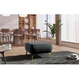 Sit & More Polsterhocker SIT & MORE "Orient 1", schwarz, B:69cm H:43cm T:69cm, 100% Polyester, Hocker, Polsterhocker, goldfarbene Metallf&uuml;&szlig;e