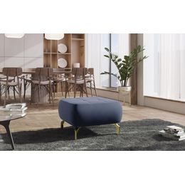 Sit & More Polsterhocker SIT & MORE "Orient 1", blau, B:69cm H:43cm T:69cm, 100% Polyester, Hocker, Polsterhocker, goldfarbene Metallf&uuml;&szlig;e