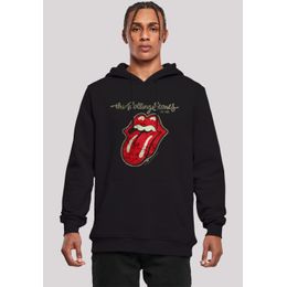 Kapuzenpullover F4NT4STIC "The Rolling Stones Plastered Tongue Washed", Herren, Gr. M, schwarz, Obermaterial: 65% Baumwolle, 35% Polyester, slim fit, Pullover, Premium Qualität