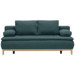 CARRYHOME Boxspringsofa , Petrol , Textil , Buche , massiv , 2-Sitzer , Füllung: Schaumstoff , 202x78x93 cm , Stoffauswahl, Schlafen auf Sitzhöhe ,