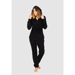 Jumpsuit MONIZ, Baby, Gr. XS, EURO-Größen, schwarz (schwarz, schwarz), 80% Baumwolle, 20% Polyester, casual, lang, Langarm, Overalls, mit kuscheligem Komfort