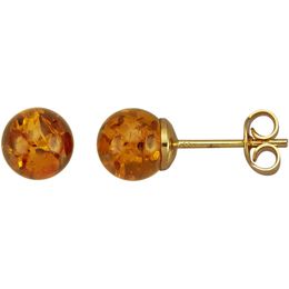 Paar Ohrstecker Firetti "Schmuck Geschenk Silber 925 Ohrschmuck Ohrringe", orange (gelbgoldfarben, bernsteinfarben, bernsteinfarben), Ohrringe, Damen, Silber 925 (Sterlingsilber), mit Bernstein