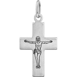 Ketten-Anhänger Firetti "Schmuck Geschenk Edelstahl Halsschmuck Anhänger Kreuz", schwarz (edelstahlfarben, schwarz), Schmuckanhänger, Damen, Edelstahl, 1,15 g, Made in Germany