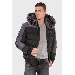 Cipo & Baxx Winterjacke CIPO & BAXX "Winterjacke", Herren, Gr. XXL, schwarz, 100% Polyester, unifarben, regular fit normal, Jacken Winterjacke, mit abnehmbaren Kunstfellkragen