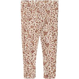 Leggings Wheat "Wool Leggings Agi", Baby, Gr. 92, N-Gr, rosa (rose flowers), Jersey, Obermaterial: 100% Wolle, geblümt, casual, figurbetont, Hosen