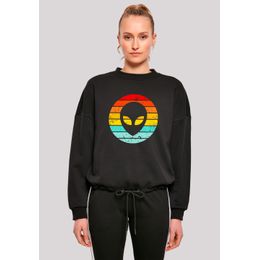 Sweatshirt F4NT4STIC "Alien Retro Sonnenuntergang", Damen, Gr. S, schwarz, Obermaterial: 65% Baumwolle, 35% Polyester, oversize, Rundhals, ohne Bündchen, Sweatshirts Sweatshirt, Premium Qualität