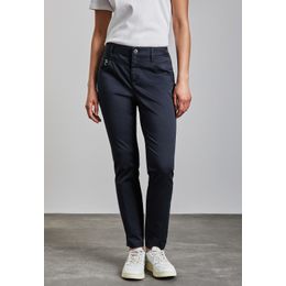 Chinohose Street One, Damen, Gr. 34, Länge 30, blau (tiefblau), Web, 97% Baumwolle, 3% Elasthan, unifarben, casual, slim fit knöchelfrei, Hosen, Middle Waist