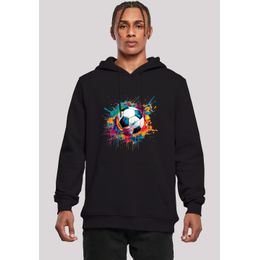 Kapuzenpullover F4NT4STIC "Bunte Fußball Grafik", Herren, Gr. M, schwarz, Obermaterial: 65% Baumwolle, 35% Polyester, slim fit, Pullover, Premium Qualität