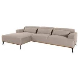 Ecksofa Places of Style "Carlo L-Form", braun (mud), B:285cm H:74cm T:171cm, Sofas, Kopfteilverstellung