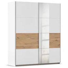 Schwebetürenschrank Rauch "Kleiderschrank Schrank Garderobe Schlafzimmerschrank OXFORD", weiß (alpinweiß, eiche artisan, griffe alu), B:175cm H:210cm T:59cm, Holzwerkstoff, Schränke, mit Griffleisten aus Metall, auch für kleinere Räume MADE IN GERMANY