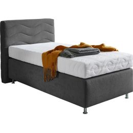 Boxspringbett "Sigma", grau (anthrazit), B:115cm L:210cm, Bezug Bett: Microvelours (100% Polyester) oder Feinstruktur (100% Polyester);Bezug Bonnell-Federkernmatratze: 100% Polyester;Bezug Kaltschaummatratze: 100% Polyester;Bezug Tonnentaschenfederkernmatratze: 80% Baumwolle, 20%Polyester, Westfalia Schlafkomfort, Komplettbetten, Boxspringbett