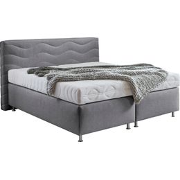 Boxspringbett "Sigma", grau, B:175cm L:210cm, Bezug Bett: Microvelours (100% Polyester) oder Feinstruktur (100% Polyester);Bezug Bonnell-Federkernmatratze: 100% Polyester;Bezug Kaltschaummatratze: 100% Polyester;Bezug Tonnentaschenfederkernmatratze: 80% Baumwolle, 20%Polyester, Westfalia Schlafkomfort, Komplettbetten, Boxspringbett