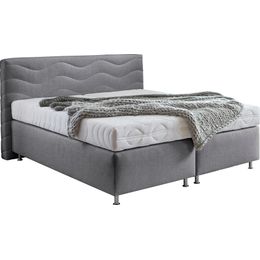 Boxspringbett "Sigma", grau, B:175cm L:210cm, Bezug Bett: Microvelours (100% Polyester) oder Feinstruktur (100% Polyester);Bezug Bonnell-Federkernmatratze: 100% Polyester;Bezug Kaltschaummatratze: 100% Polyester;Bezug Tonnentaschenfederkernmatratze: 80% Baumwolle, 20%Polyester, Westfalia Schlafkomfort, Komplettbetten, Boxspringbett