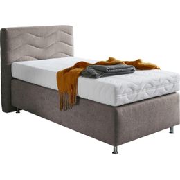 Boxspringbett "Sigma", beige (schwarz, beige), B:105cm L:210cm, Bezug Bett: Microvelours (100% Polyester) oder Feinstruktur (100% Polyester);Bezug Bonnell-Federkernmatratze: 100% Polyester;Bezug Kaltschaummatratze: 100% Polyester;Bezug Tonnentaschenfederkernmatratze: 80% Baumwolle, 20%Polyester, Westfalia Schlafkomfort, Komplettbetten, Boxspringbett