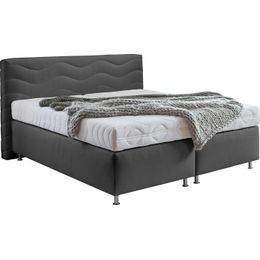 Boxspringbett "Sigma", grau (anthrazit), B:195cm L:210cm, Bezug Bett: Microvelours (100% Polyester) oder Feinstruktur (100% Polyester);Bezug Bonnell-Federkernmatratze: 100% Polyester;Bezug Kaltschaummatratze: 100% Polyester;Bezug Tonnentaschenfederkernmatratze: 80% Baumwolle, 20%Polyester, Westfalia Schlafkomfort, Komplettbetten, Boxspringbett