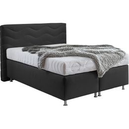 Boxspringbett "Sigma", schwarz, B:155cm L:210cm, Bezug Bett: Microvelours (100% Polyester) oder Feinstruktur (100% Polyester);Bezug Bonnell-Federkernmatratze: 100% Polyester;Bezug Kaltschaummatratze: 100% Polyester;Bezug Tonnentaschenfederkernmatratze: 80% Baumwolle, 20%Polyester, Westfalia Schlafkomfort, Komplettbetten, Boxspringbett