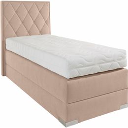 Boxspringbett, beige (dunkelbeige), B:100cm L:212cm, Bezug der Obermatratze: 100% Polyester, Bezug abnehm- und waschbar bis 60C;Unterbox und Kopfteil: Microvelours-Bezug (100% Polyester), Westfalia Schlafkomfort, Komplettbetten, Boxspringbett