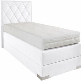 Boxspringbett, wei&szlig;, B:100cm L:212cm, Bezug der Obermatratze: 100% Polyester, Bezug abnehm- und waschbar bis 60C;Unterbox und Kopfteil: Microvelours-Bezug (100% Polyester), Westfalia Schlafkomfort, Komplettbetten, Boxspringbett