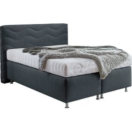 Boxspringbett "Sigma", grau (charcoal), B:155cm L:210cm, Bezug Bett: Microvelours (100% Polyester) oder Feinstruktur (100% Polyester);Bezug Bonnell-Federkernmatratze: 100% Polyester;Bezug Kaltschaummatratze: 100% Polyester;Bezug Tonnentaschenfederkernmatratze: 80% Baumwolle, 20%Polyester, Westfalia Schlafkomfort, Komplettbetten, Boxspringbett