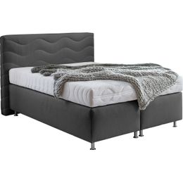Boxspringbett "Sigma", grau (anthrazit), B:155cm L:210cm, Bezug Bett: Microvelours (100% Polyester) oder Feinstruktur (100% Polyester);Bezug Bonnell-Federkernmatratze: 100% Polyester;Bezug Kaltschaummatratze: 100% Polyester;Bezug Tonnentaschenfederkernmatratze: 80% Baumwolle, 20%Polyester, Westfalia Schlafkomfort, Komplettbetten, Boxspringbett