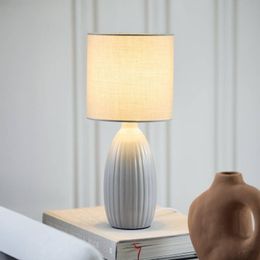 PR Home Tischlampe Uno, hellgrau, Höhe 47 cm, Textil/Keramik