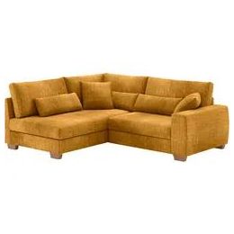 Ecksofa MR. COUCH "Helena L-Form", orange (dolce 9 curry), B:227cm H:68cm T:190cm, Dolce (100% Polyester), Sofas, mit Taschenfederkern, bis 140 kg belastbar, wahlweise mit Bett